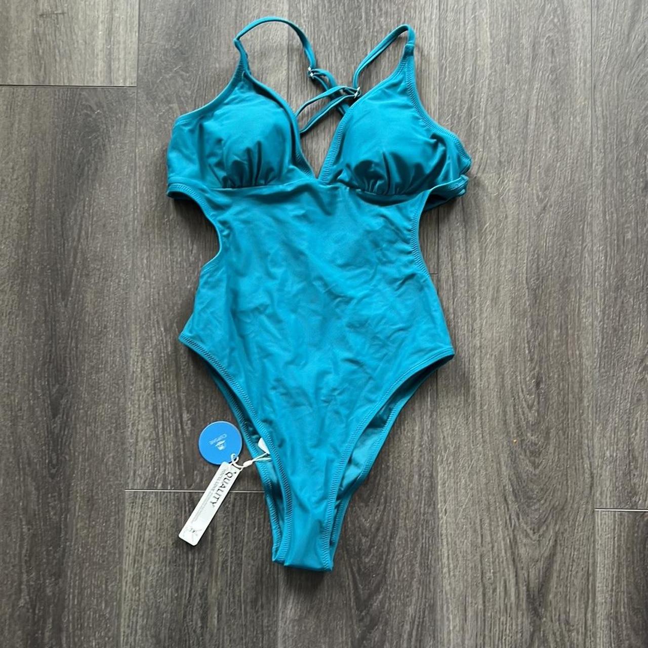 NWT cupshe Teal turquoise One-Piece monokini... | Depop