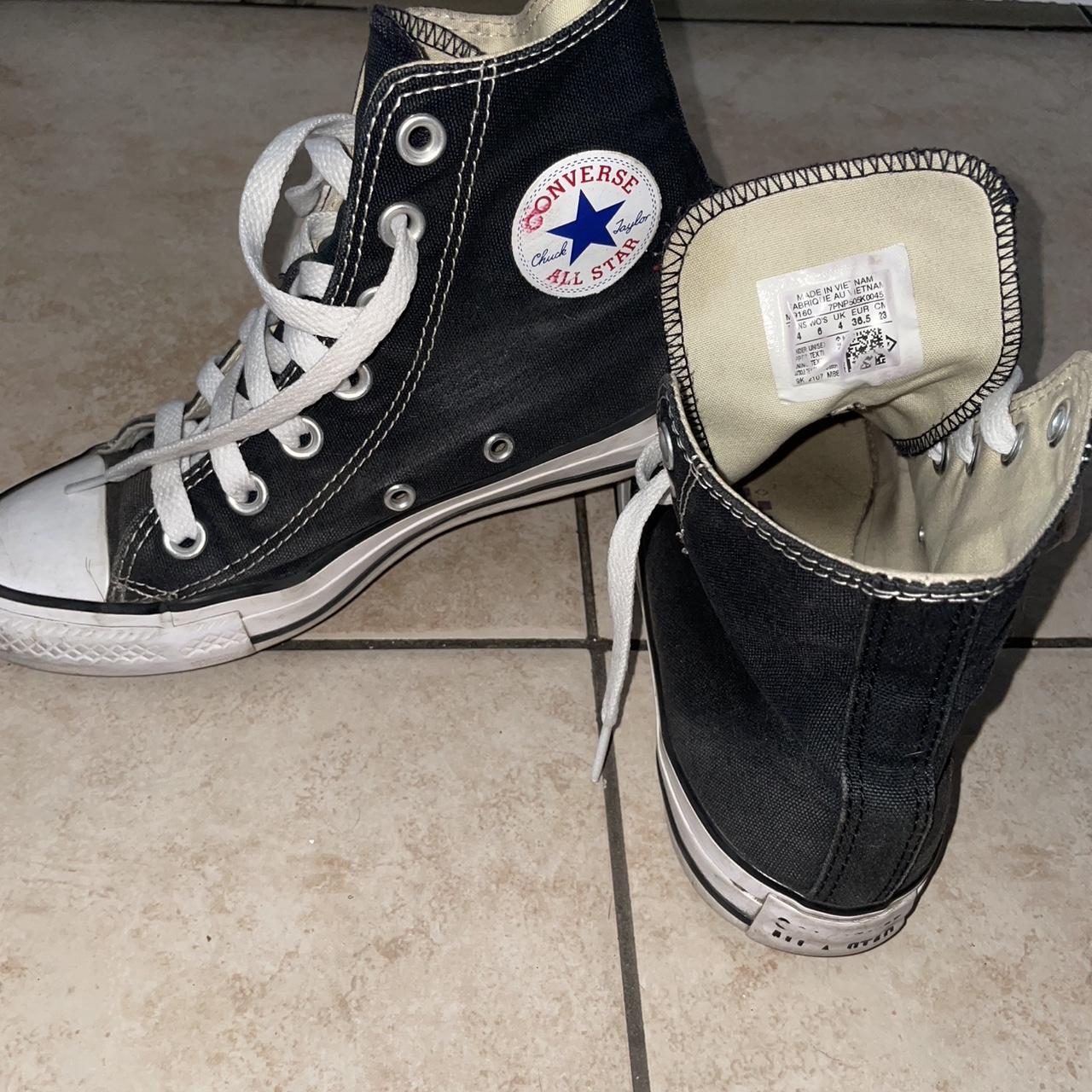 Black and white Converse trainers #converse Used but... | Depop