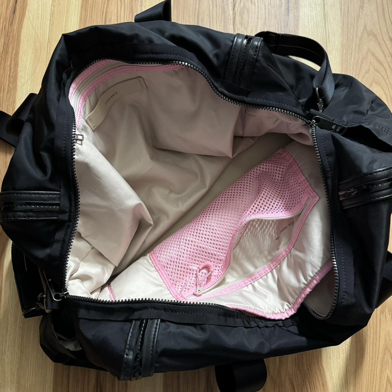 Lululemon Womens Solid Black Zip Shoulder Duffle Bag... - Depop