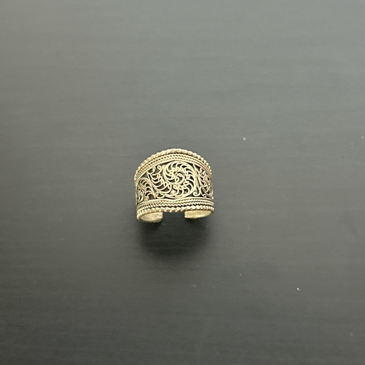 Silver Adjustable Ring. -Boho style with swirly... - Depop