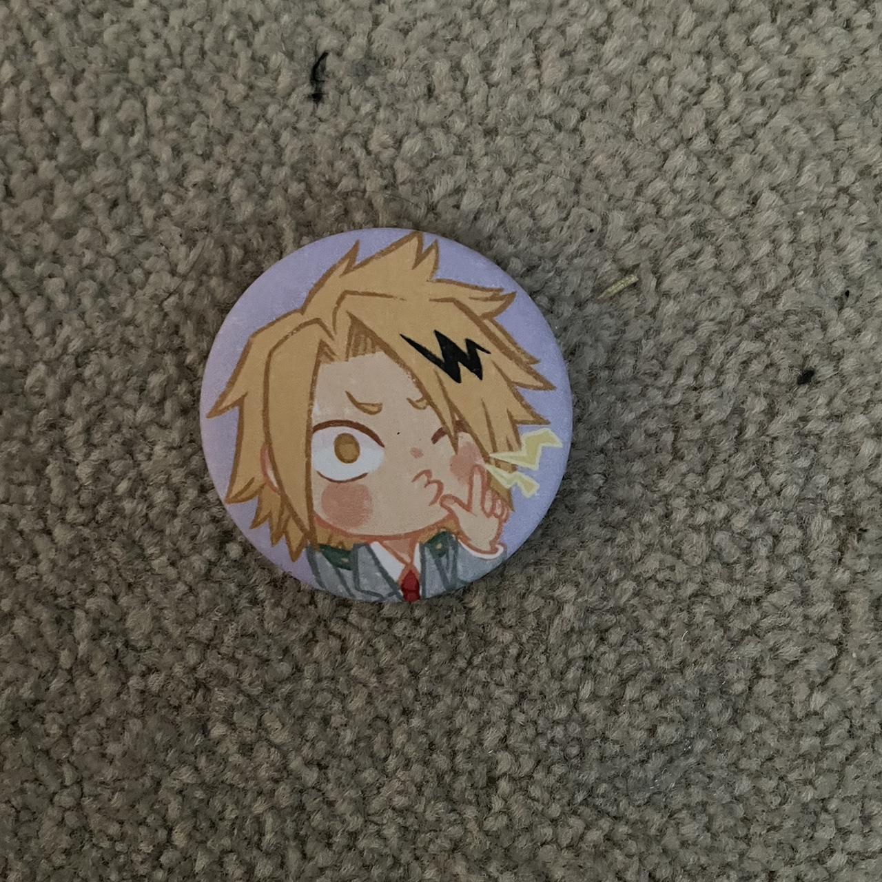 My hero academia Denki Kaminari pin badge Fan made... - Depop