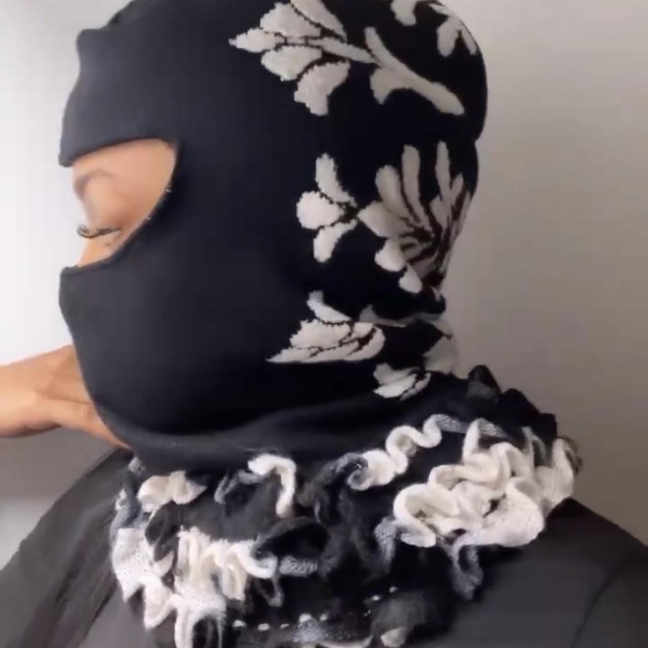 Handmade black and white Ski mask/ Balacalva with... - Depop