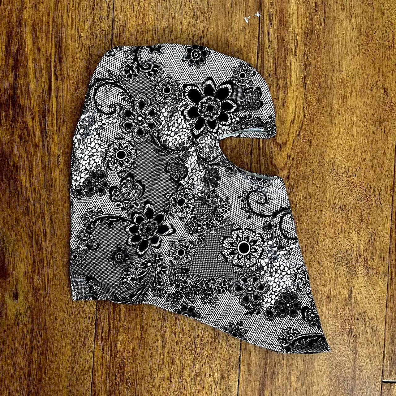 Floral black / white ski mask / Balacalva - Depop