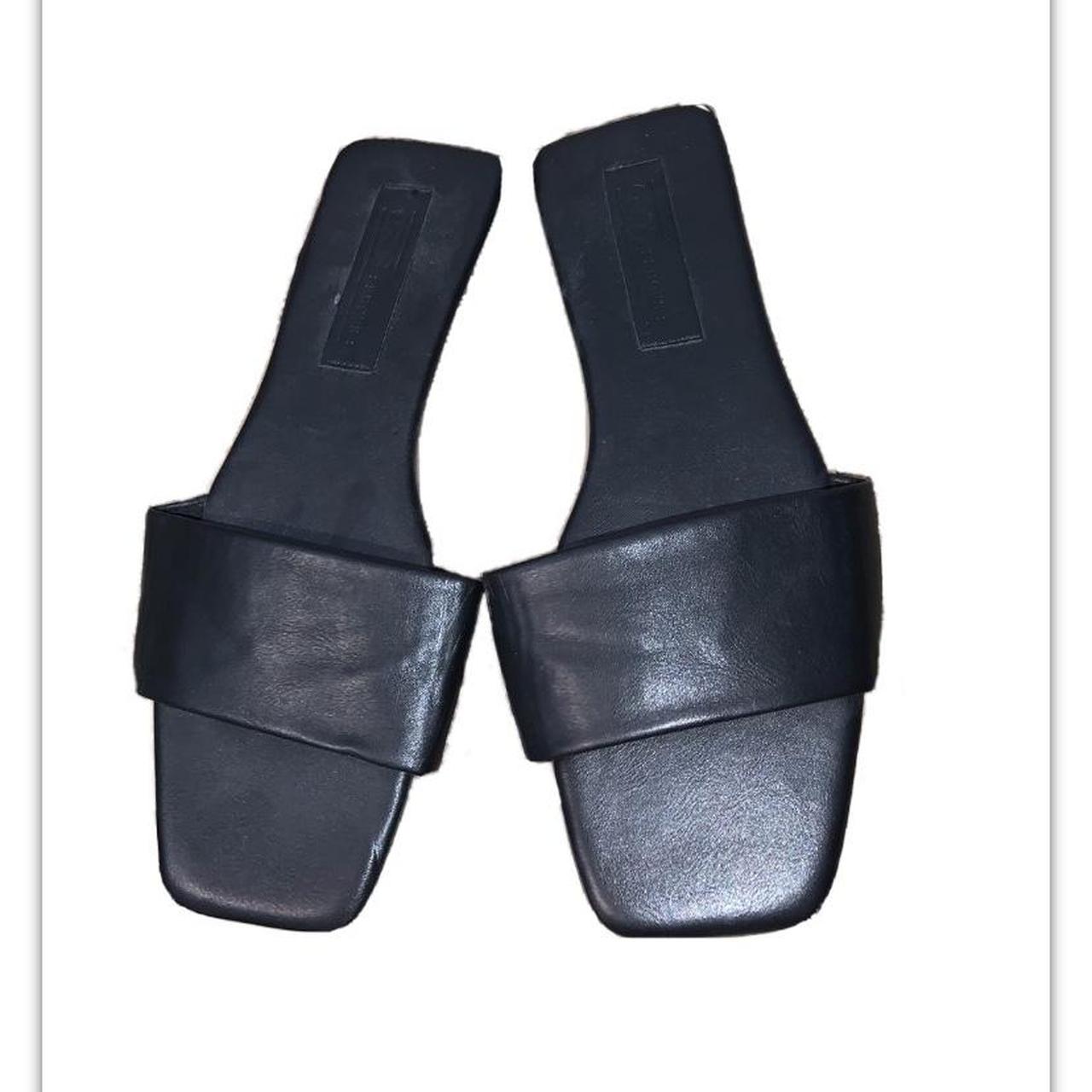 ASOS Black Faux Leather Slider Sandal Open Toe Mules... - Depop