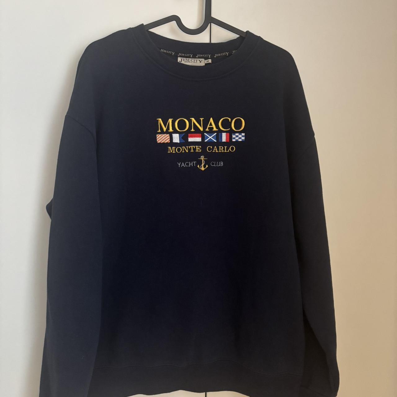 Monaco navy and yellow crewneck #yachtclub - Depop