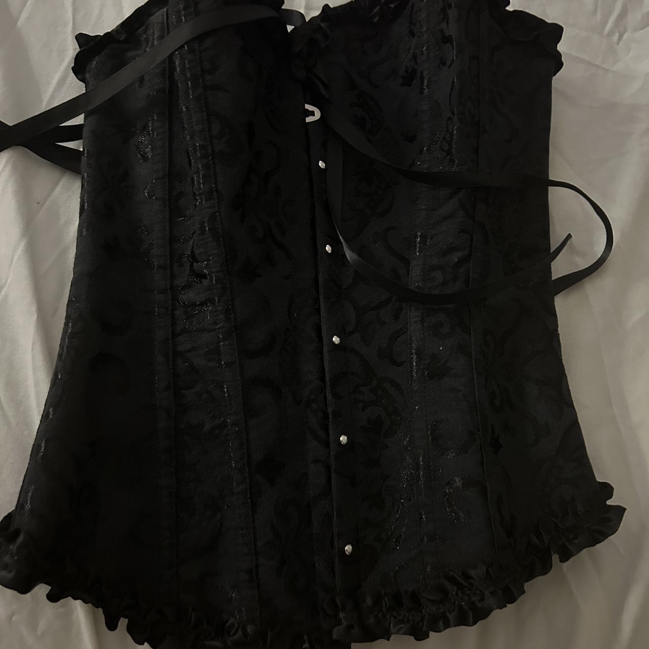Black corset with lace up back and adjustable straps - Depop