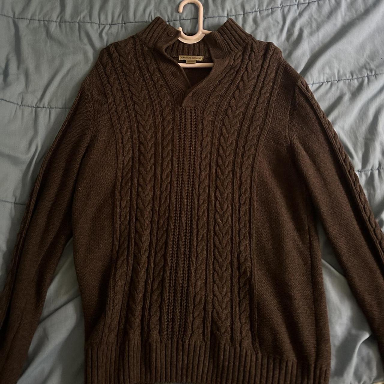 Angelo Gianni Large Men’s Brown Cotton Sweater Mock... - Depop