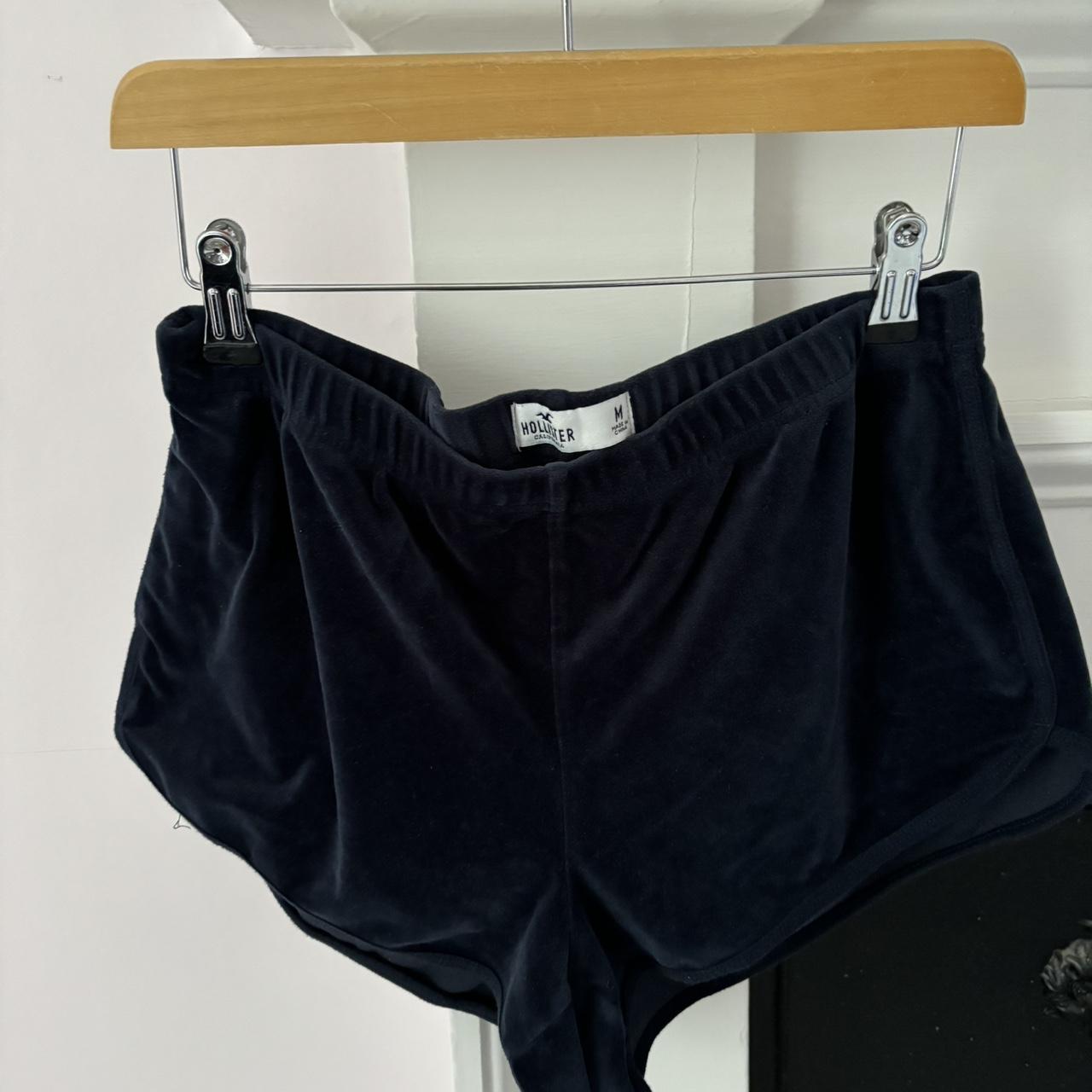 Hollister velour navy sleep shorts Size... - Depop