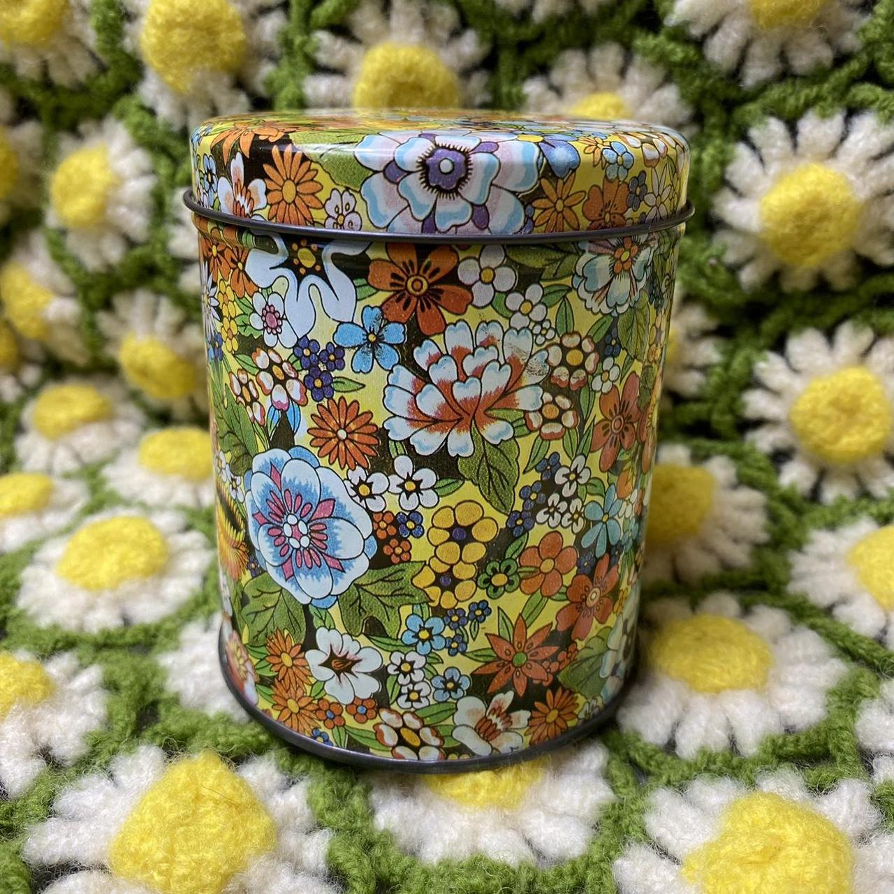 Vintage 60s 70s Flower Power Tin Can good vtg... - Depop