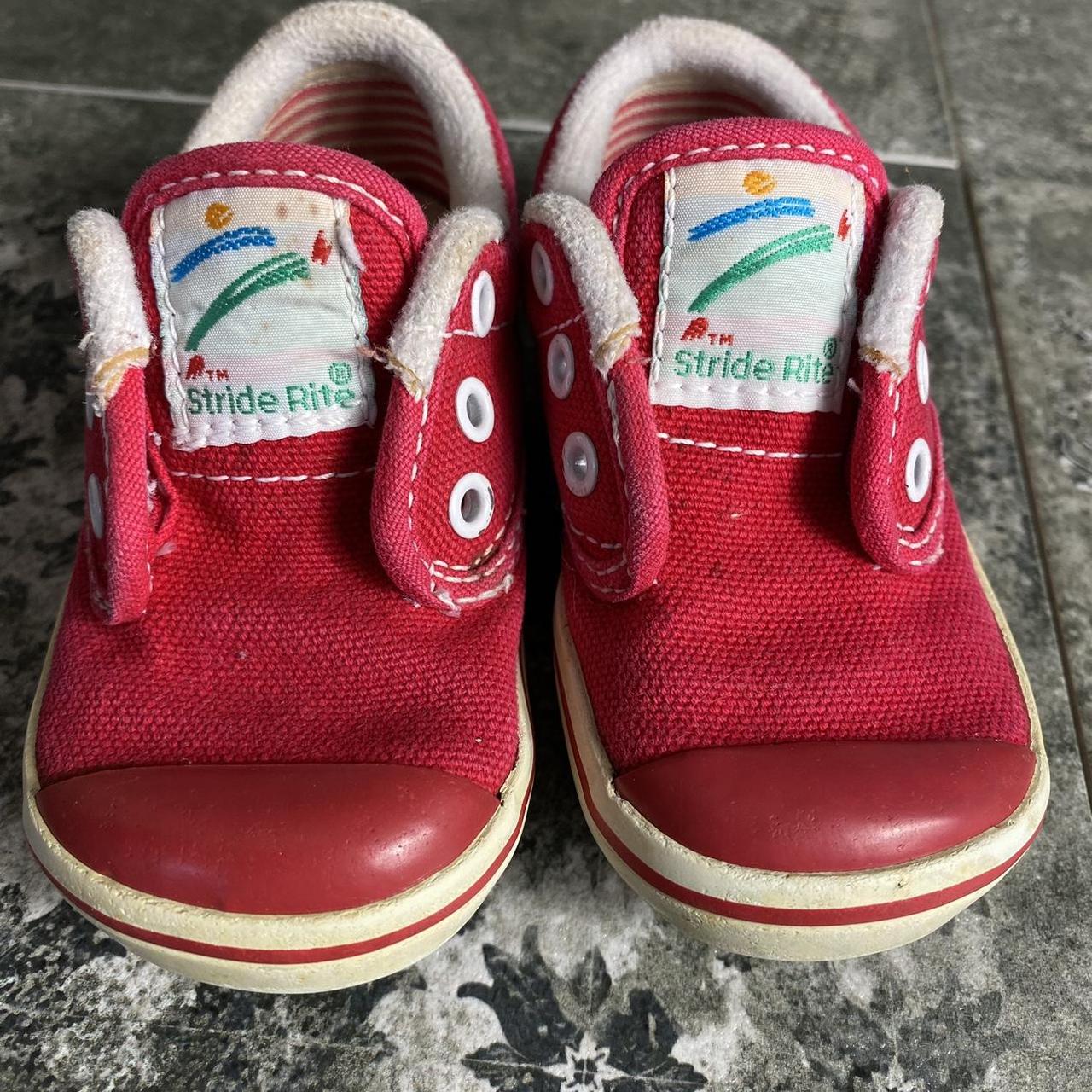 Vintage Stride Rite Baby Shoes 80s Red White size... - Depop