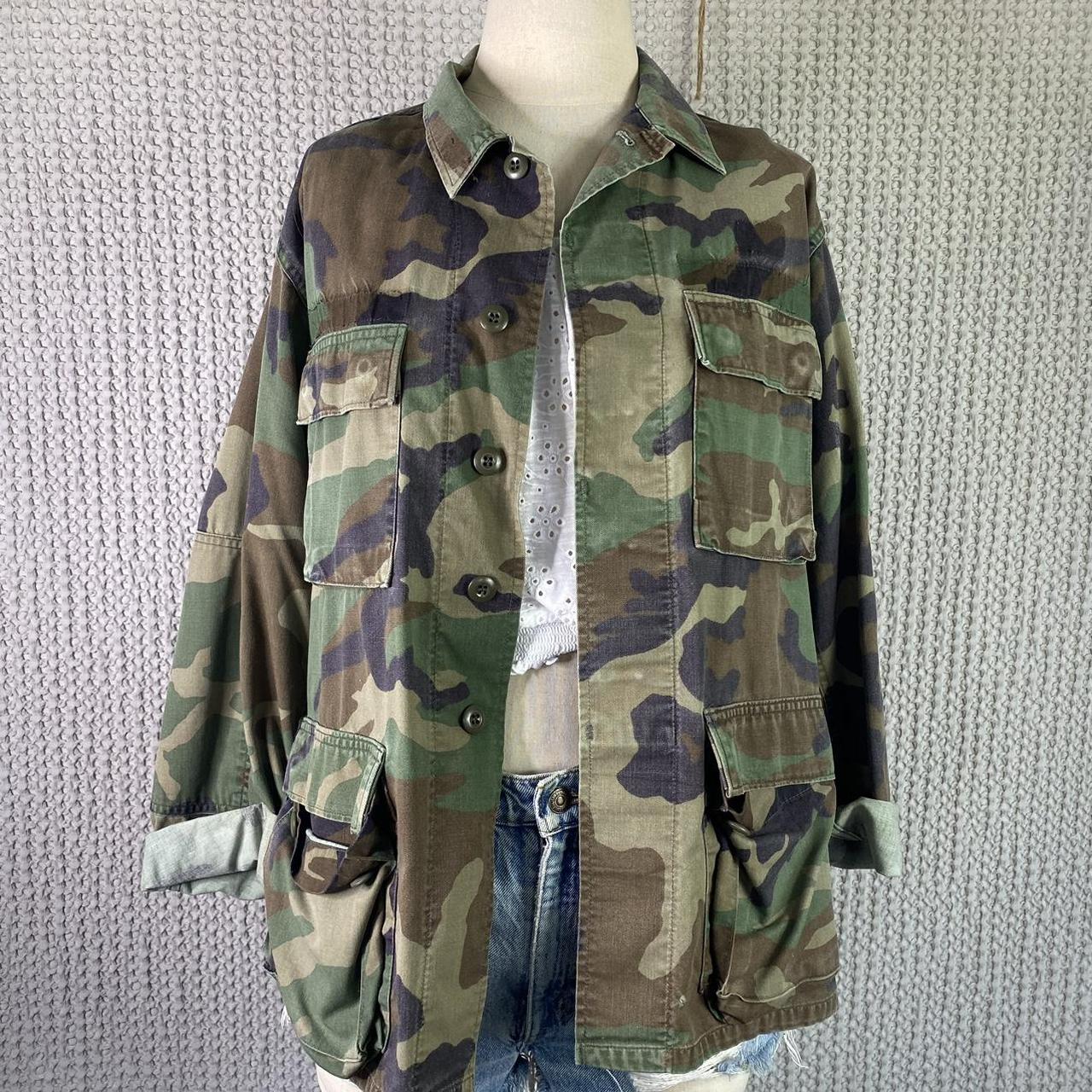 Vintage Military Camo Jacket 90s size Small ptp... - Depop