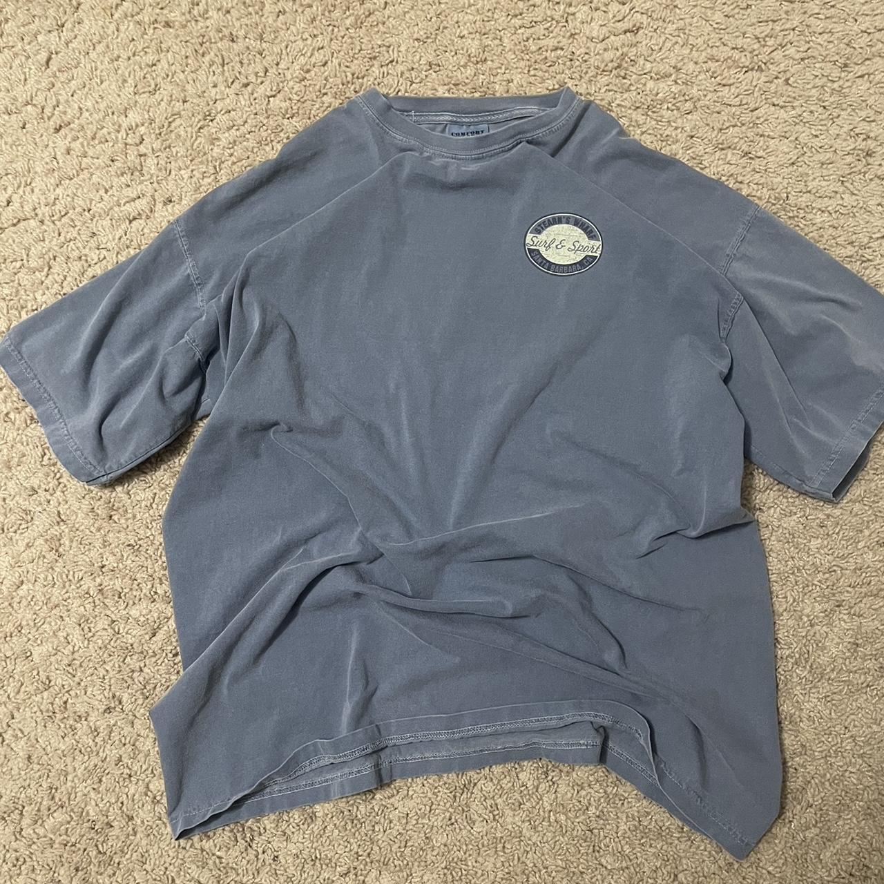 Vintage Y2K surf shirt size XL blue perfect fade... - Depop