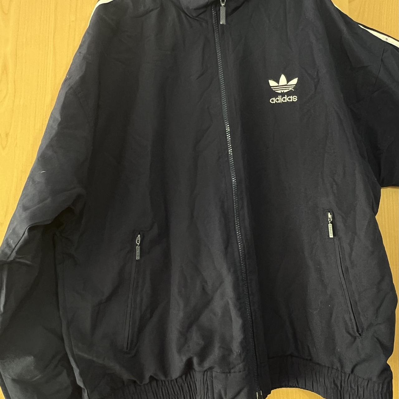 Navy Blue Adidas Zip Jacket Size Large Depop