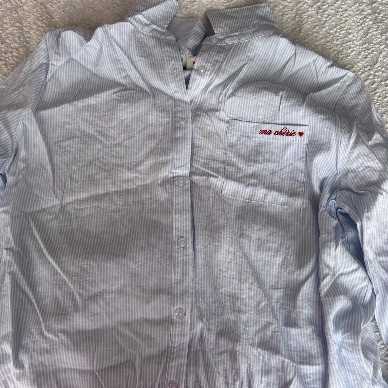 sarah day x white fox stripped pjs ☁️ size: x... - Depop