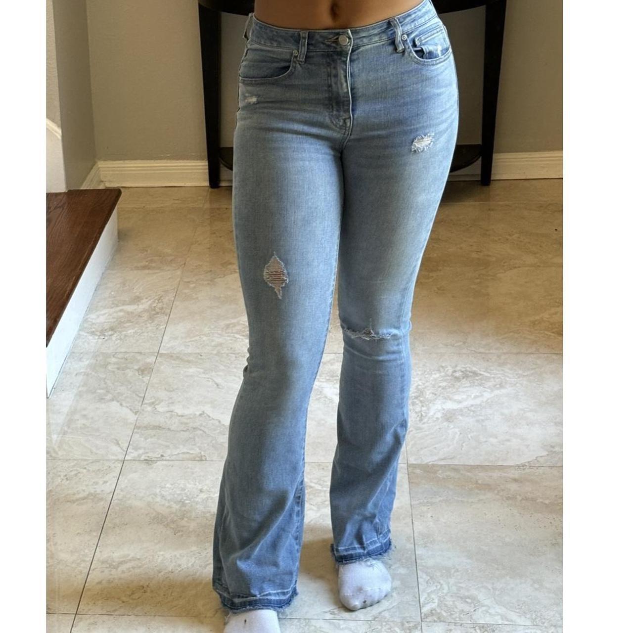 light denim jeans with flare bottom size 27 - Depop