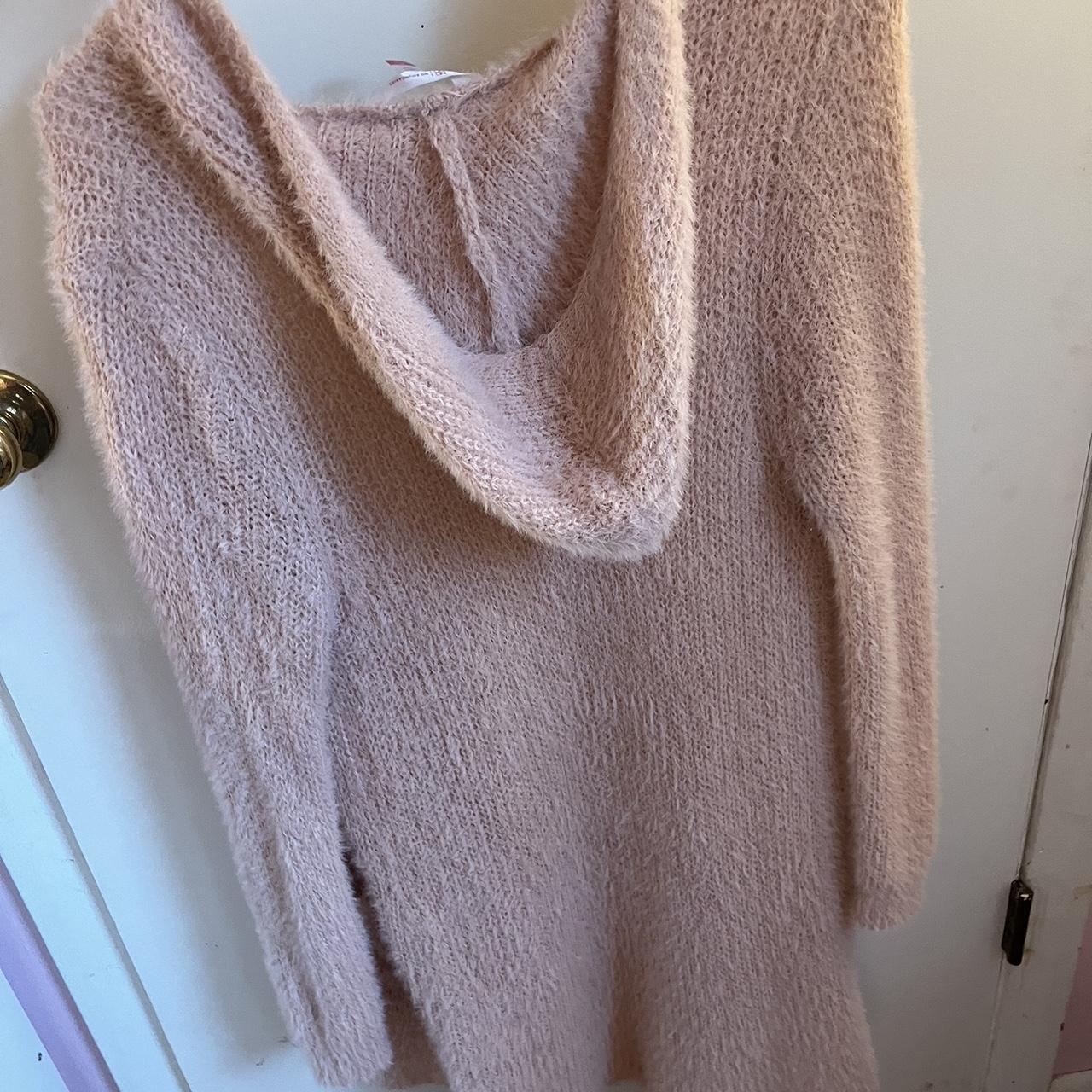 Fuzzy pink cardigan. Size M. Has pockets and a hood! - Depop