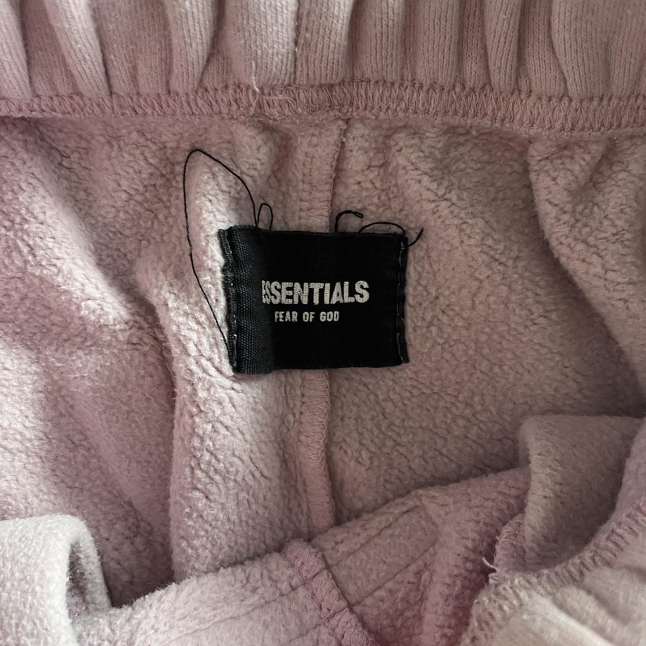 Small pink essentials sweet pants lightly used - Depop