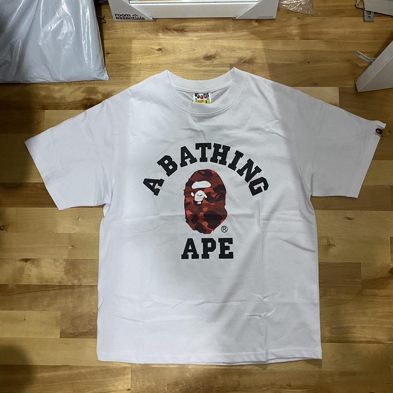 A bathing ape red ape shirt Worn once Text me... - Depop