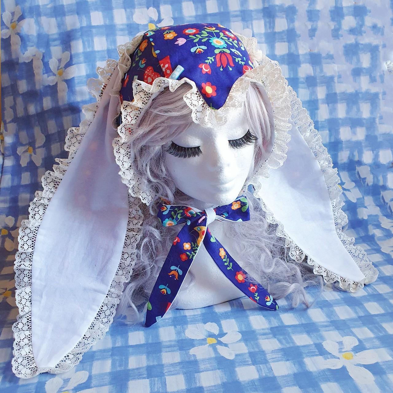 Cotton Bunny Bonnet 🐇 Handmade by me with vintage... - Depop
