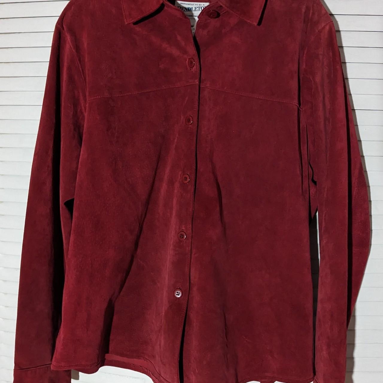 Pendleton womens suede leather red button up... - Depop