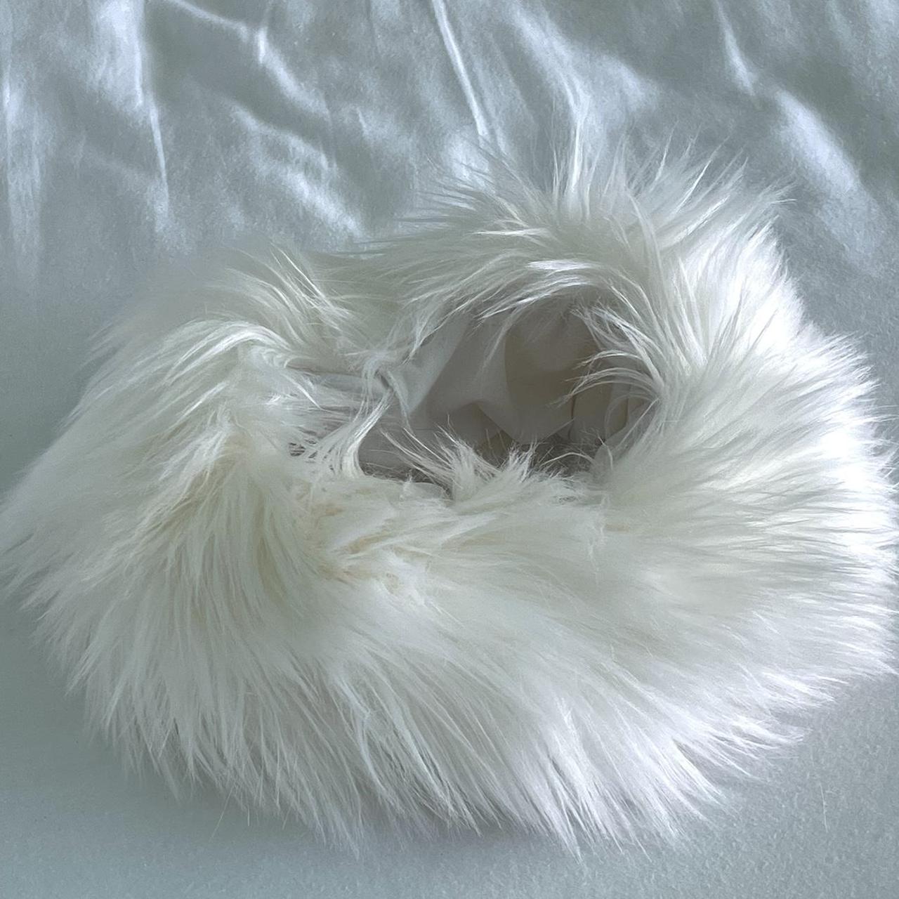 FLUFFY WHITE Y2K HEADBAND never worn super... - Depop