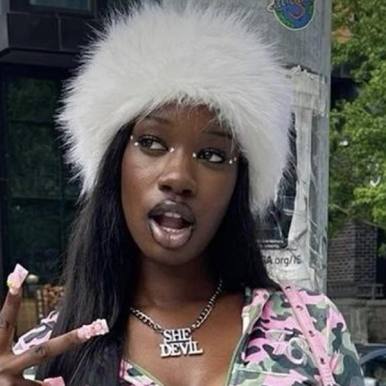 FLUFFY WHITE Y2K HEADBAND never worn super... - Depop