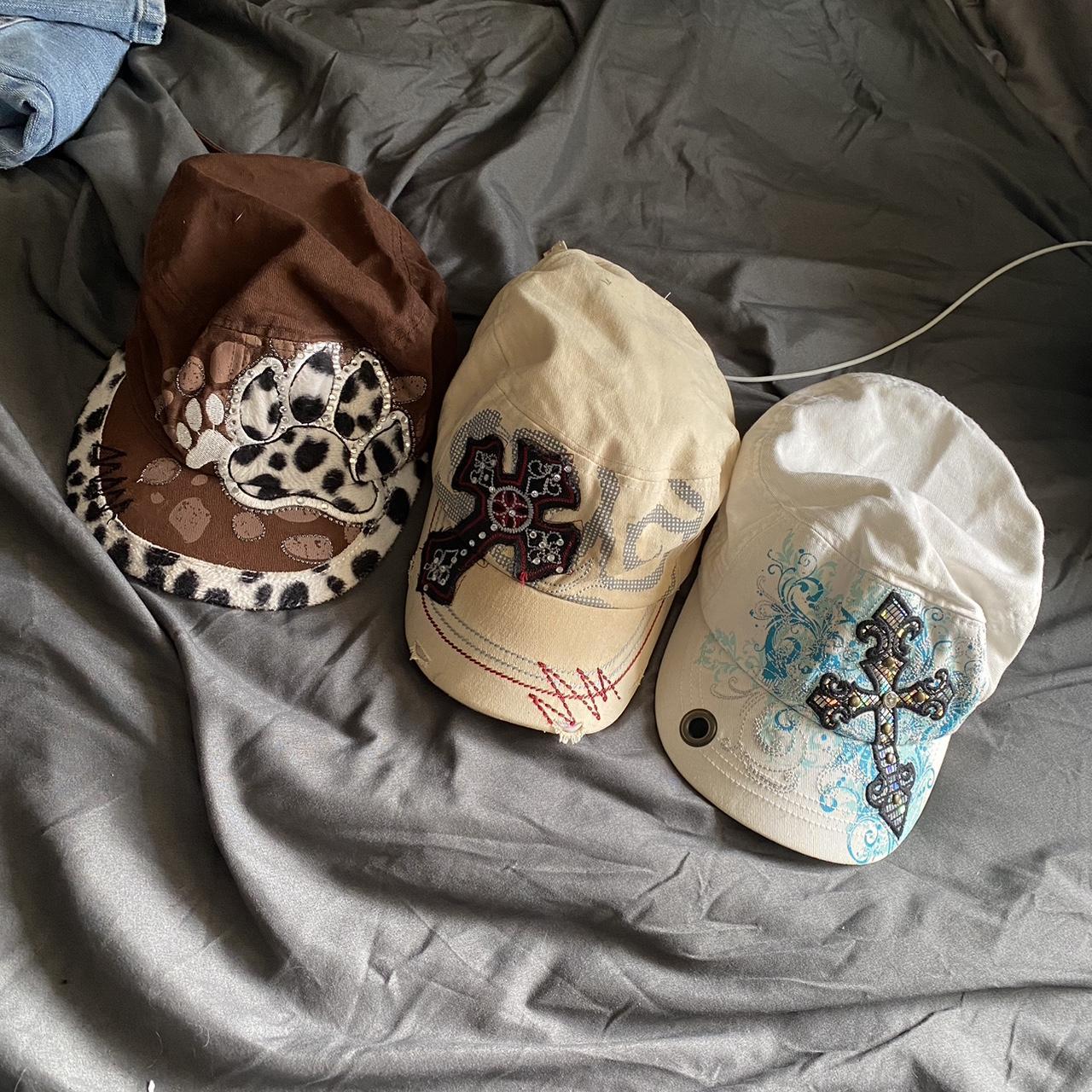 EMO Y2K HATS ALL 3 FOR $25 GOOD CONDITION 2... - Depop