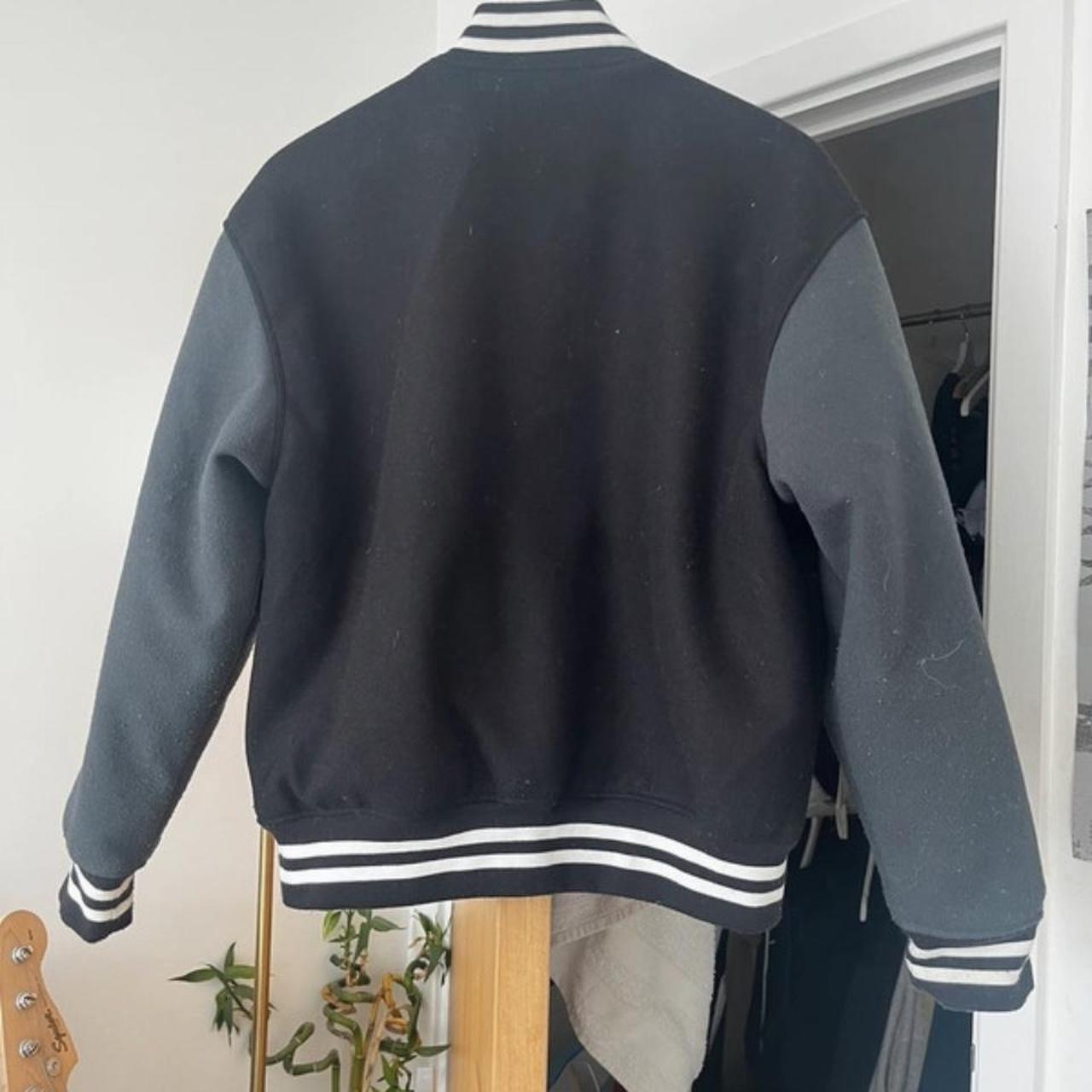 Weekday Bomber varsity jacket Size S Black and grey... - Depop