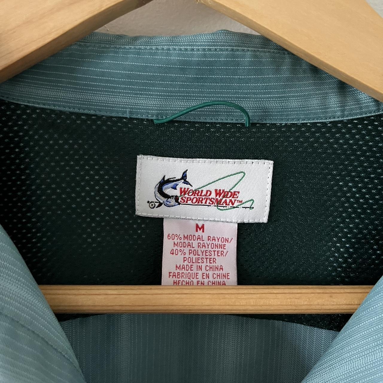 Blue Striped Sportswear Button Up World wide... - Depop