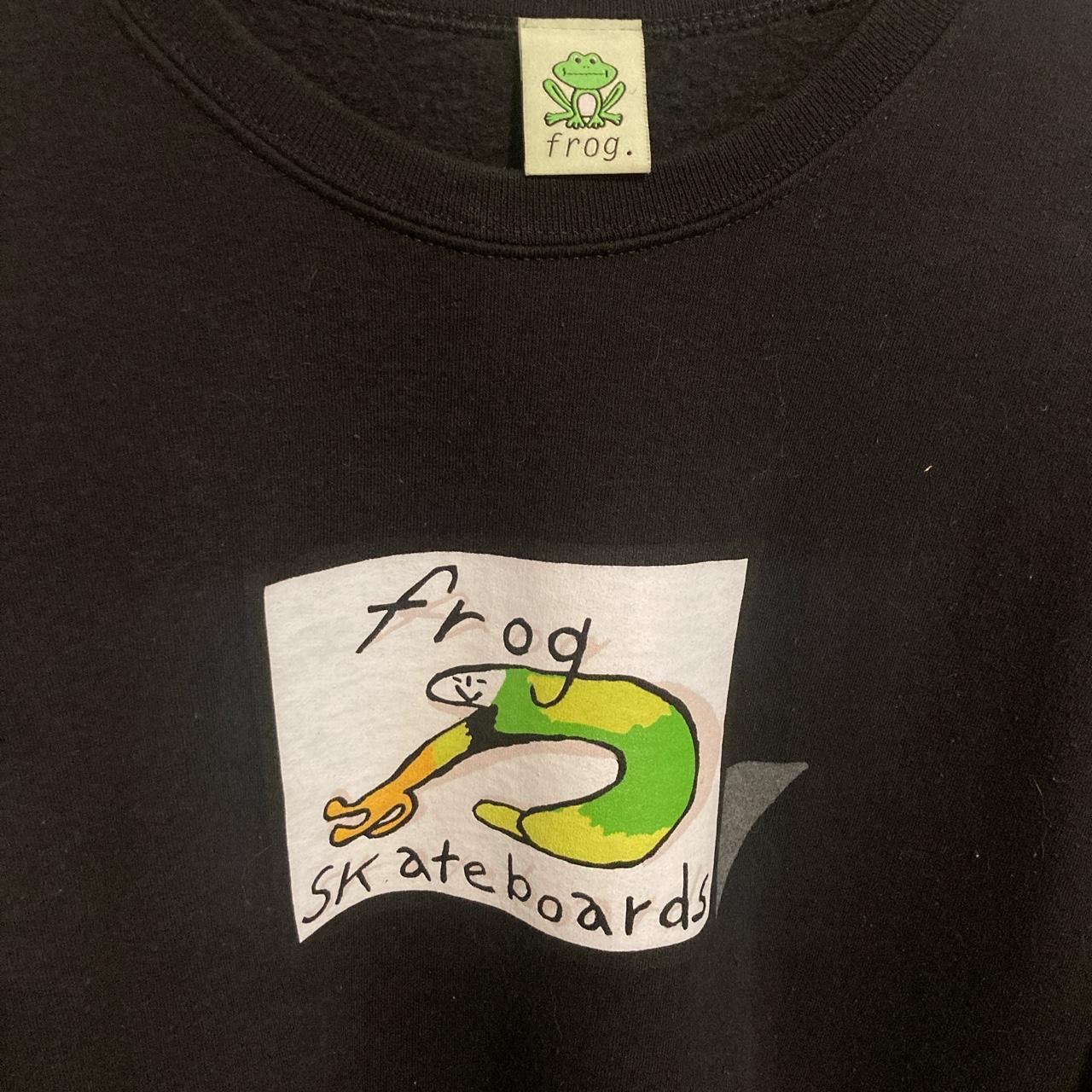 Frog crew neck sweater. Classic logo black size mens... - Depop