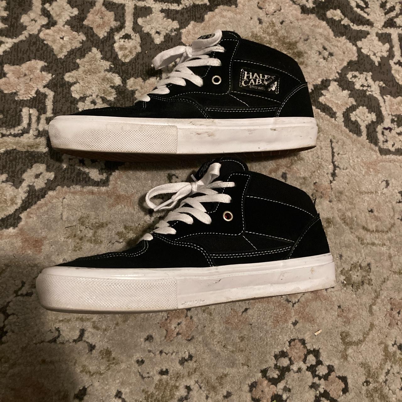 Vans Half Cab’s. Size 9. Black suede with white sole... - Depop