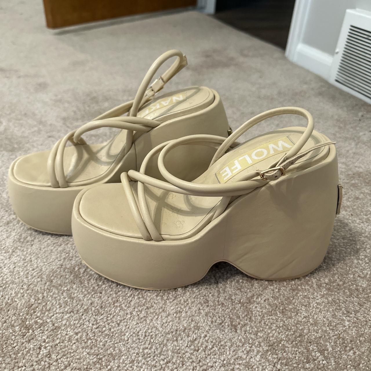 Beige Naked Wolfe sandals in Mystery. Only worn... - Depop