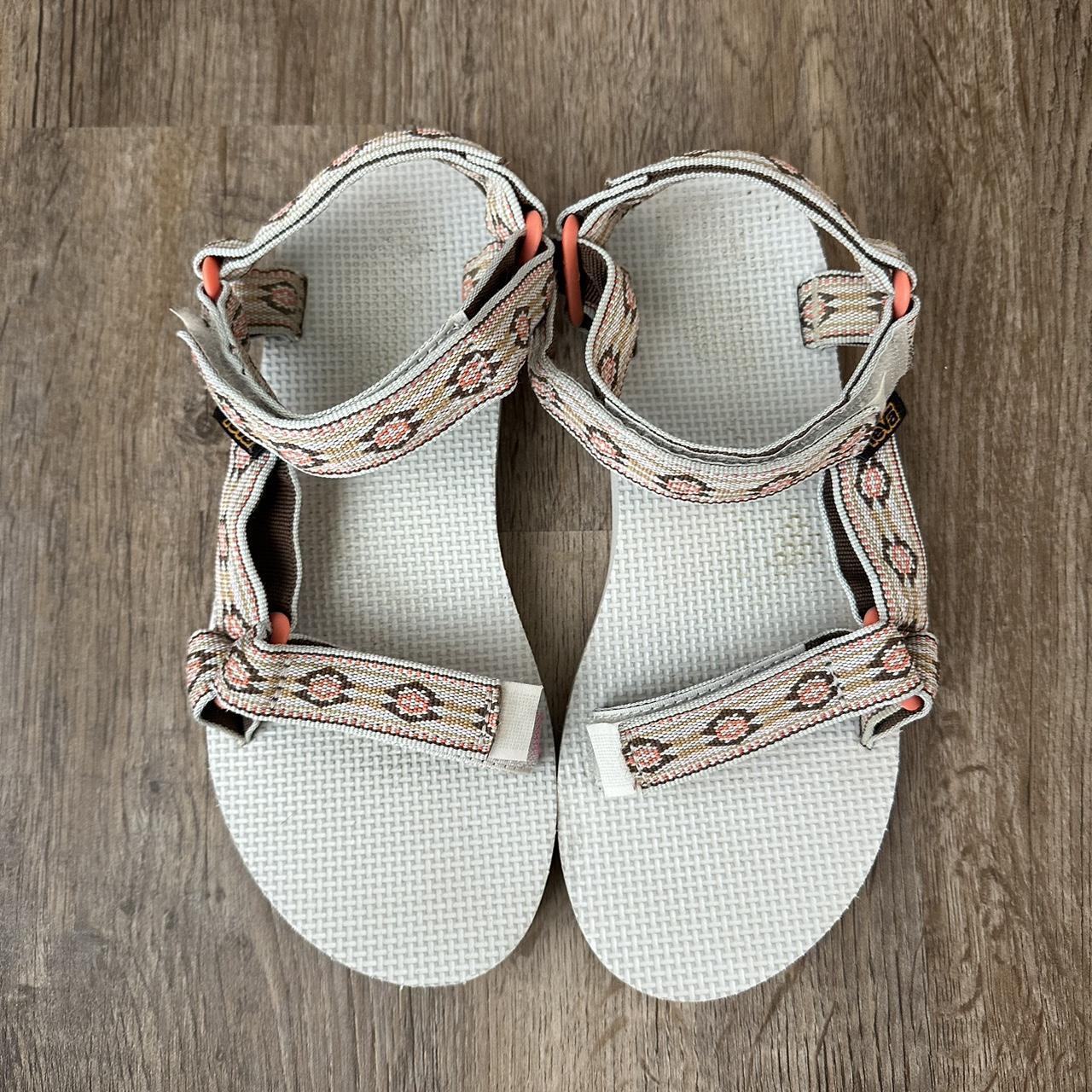 Gray Teva in women’s size 7 with patterned straps.... - Depop
