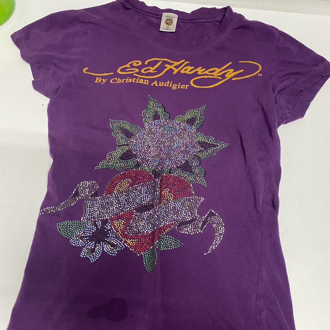 Ed Hardy Women's Purple Shirt | Depop
