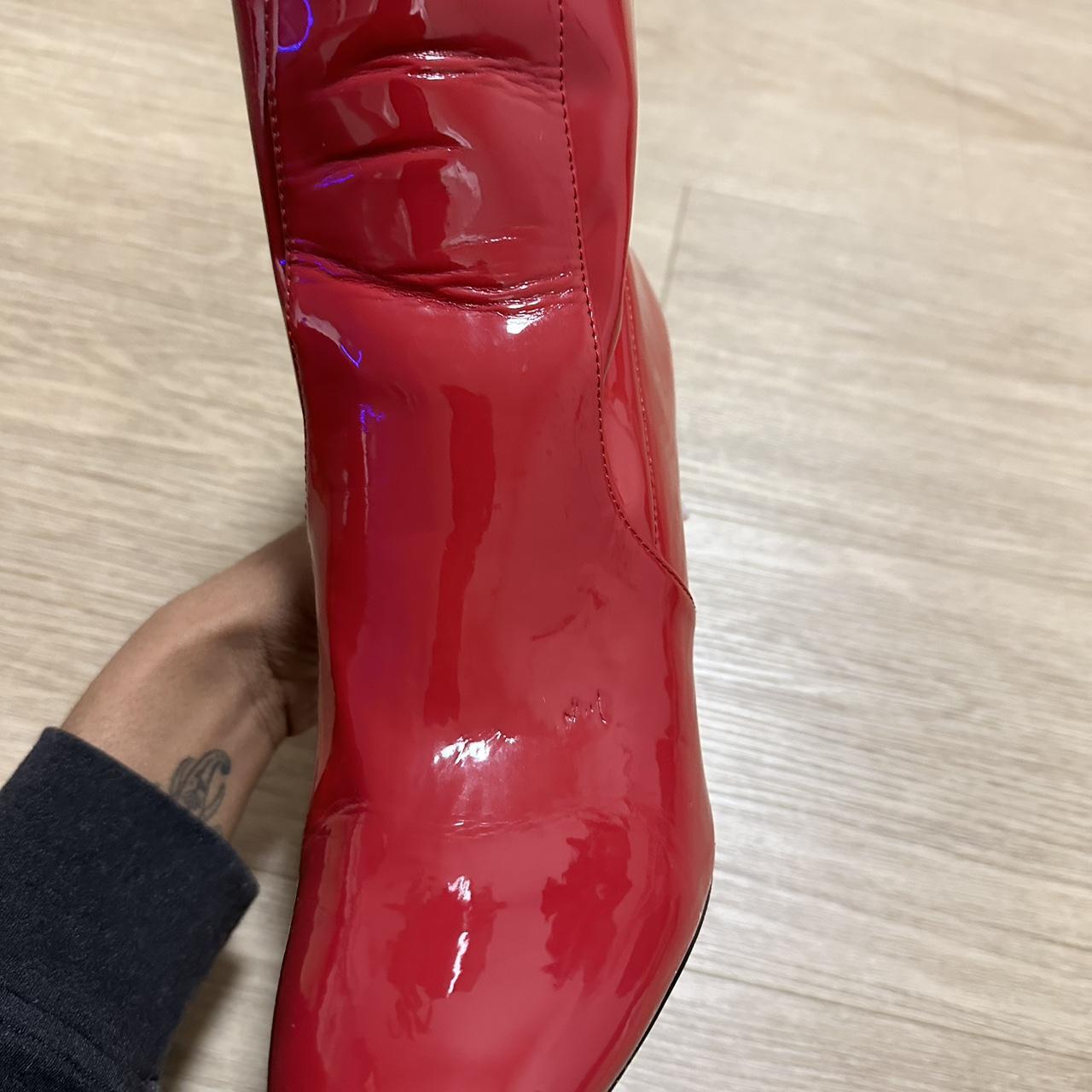 Shiny Red patent leather boots from Aldo Size... - Depop