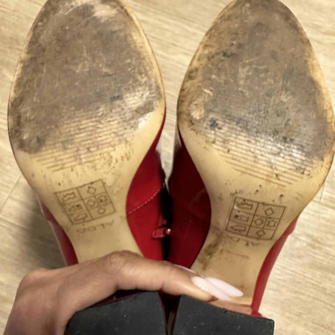 Shiny Red patent leather boots from Aldo Size... - Depop