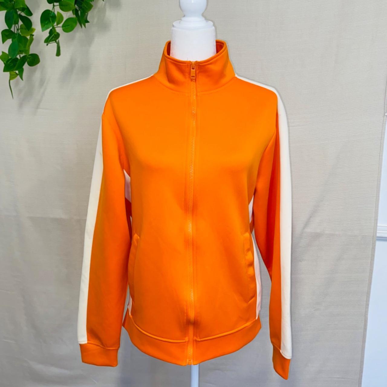 Medium Neon Orange Zip Up Jacket - Depop