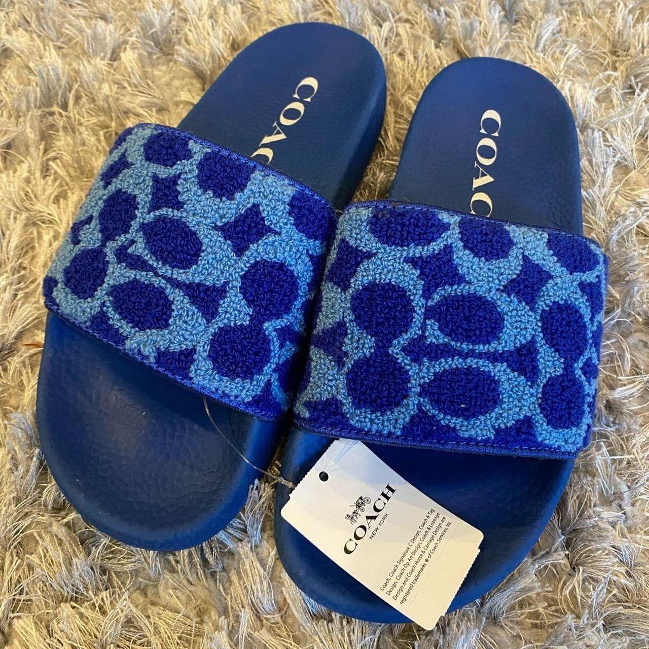 Blue coach slides ~size: 5 wmn | Depop