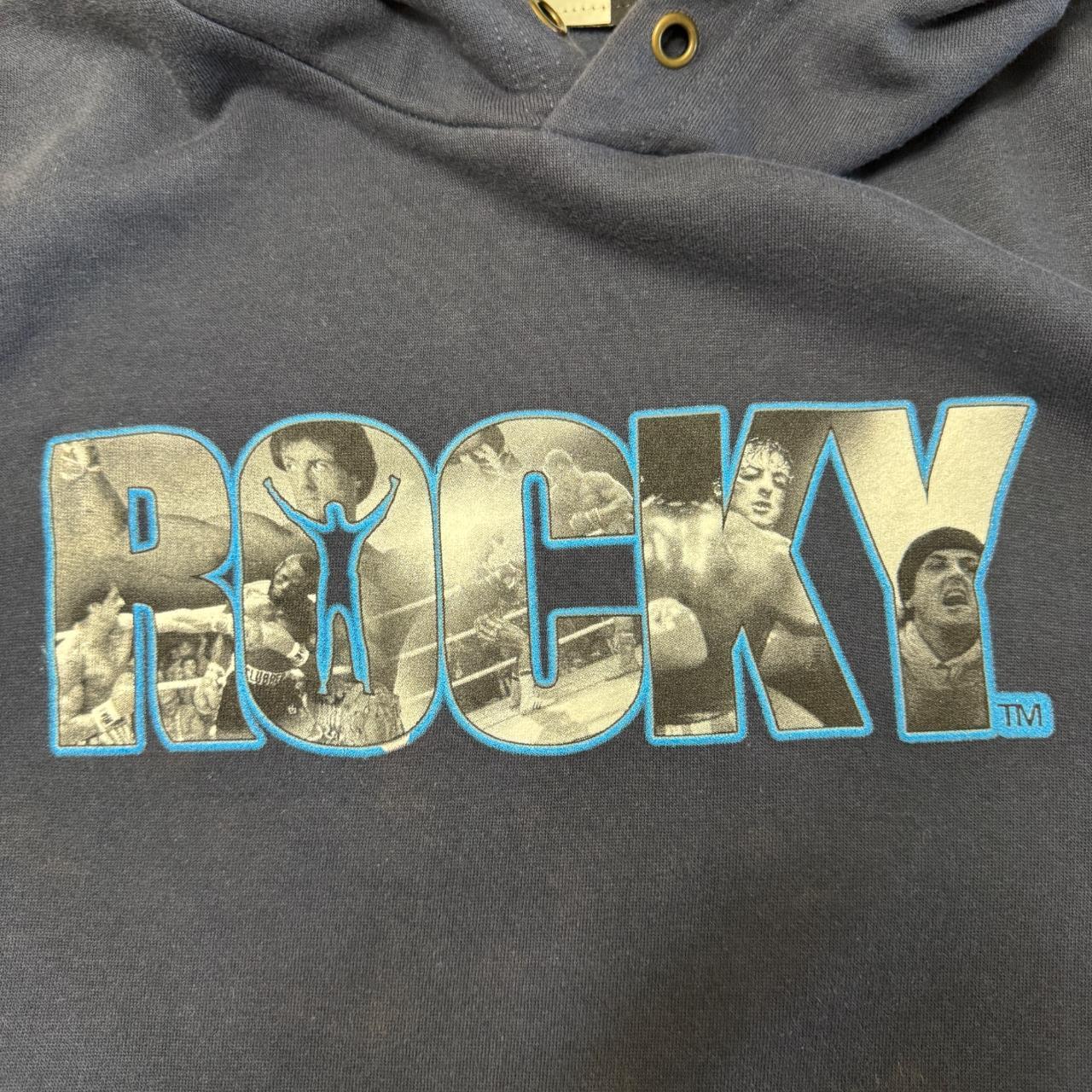 Vintage Rocky Balboa Hoodie Men's Large Blue... - Depop