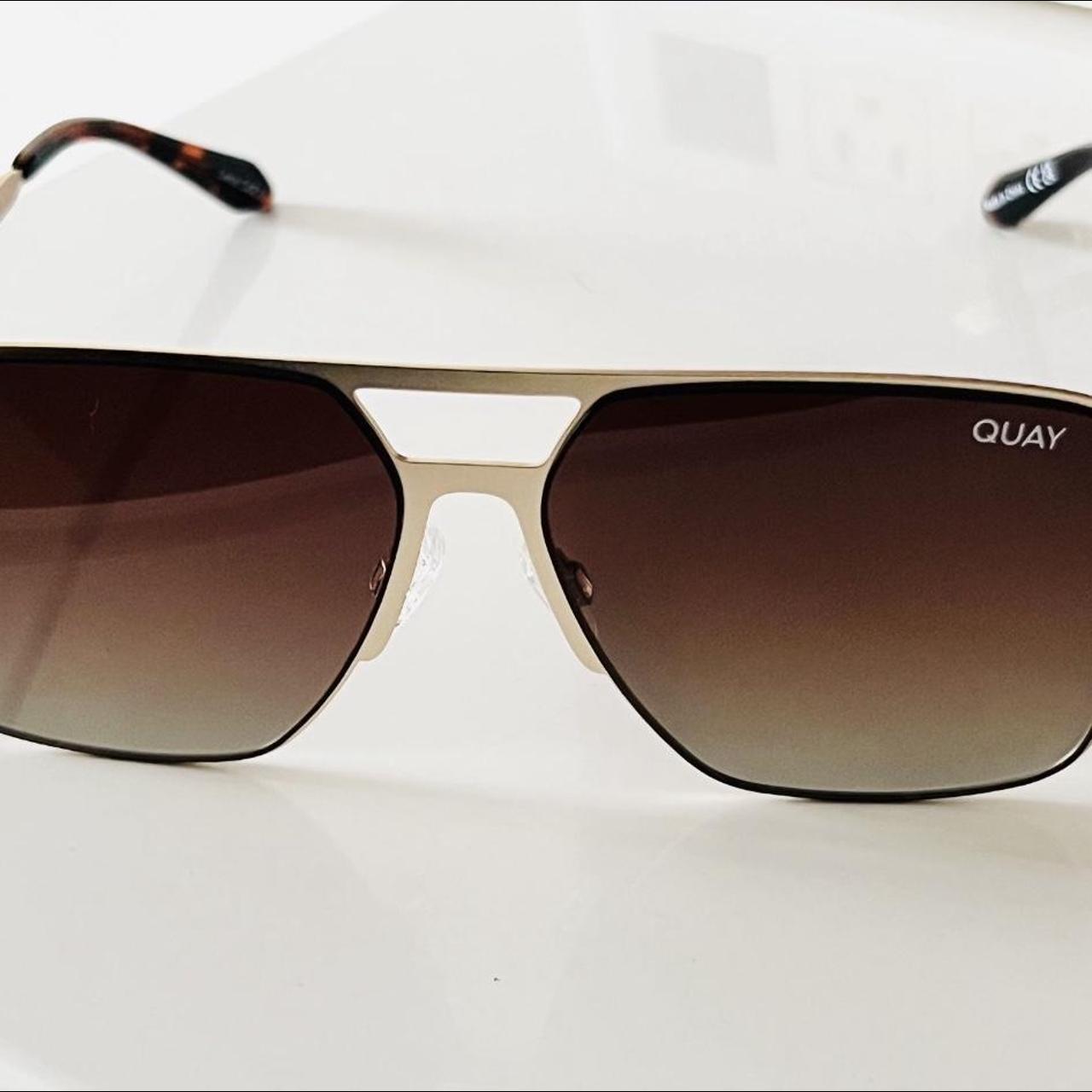Quay Australia Womens Gold And Brown Sunglasses Depop