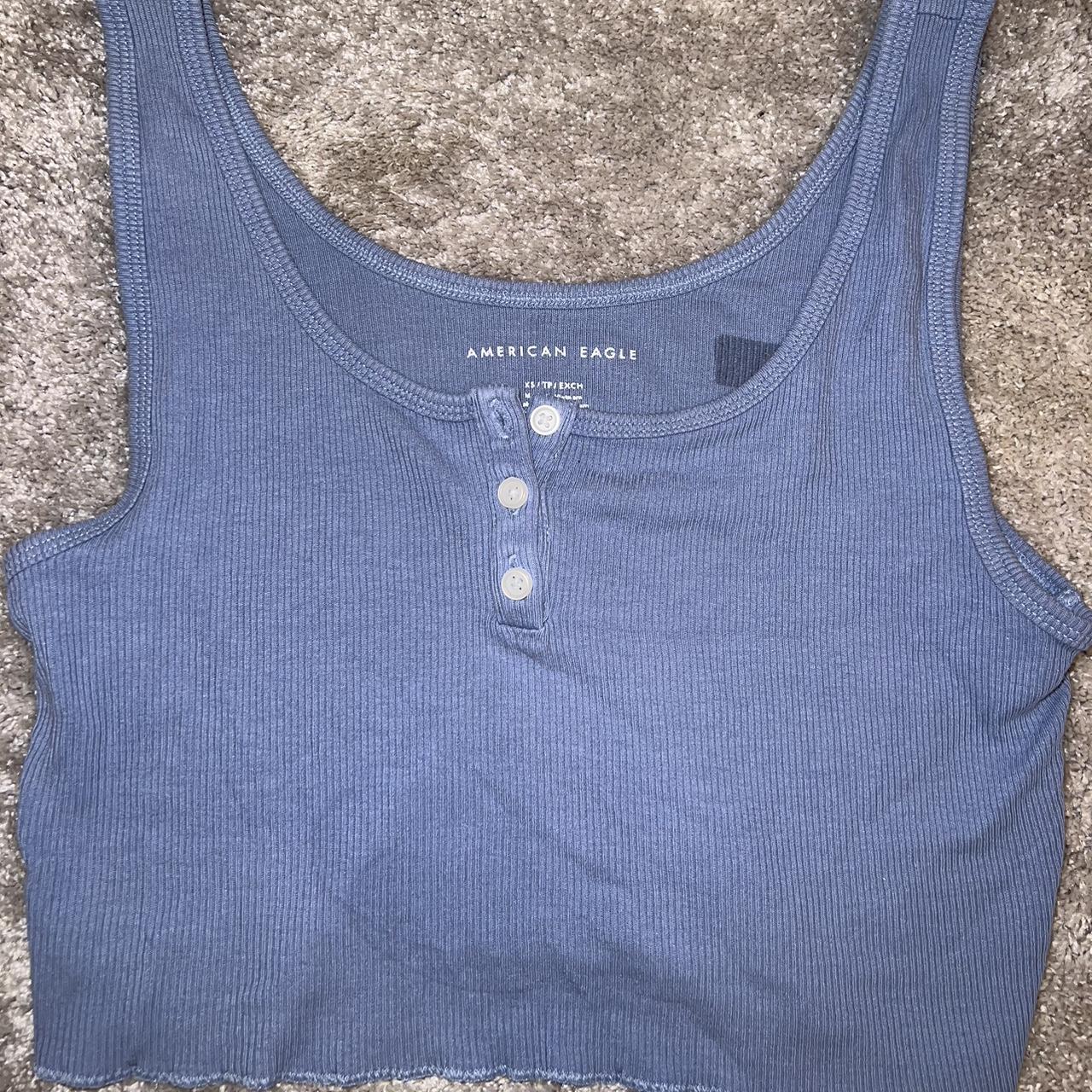 Blue American eagle crop top. Light and stretchy... - Depop