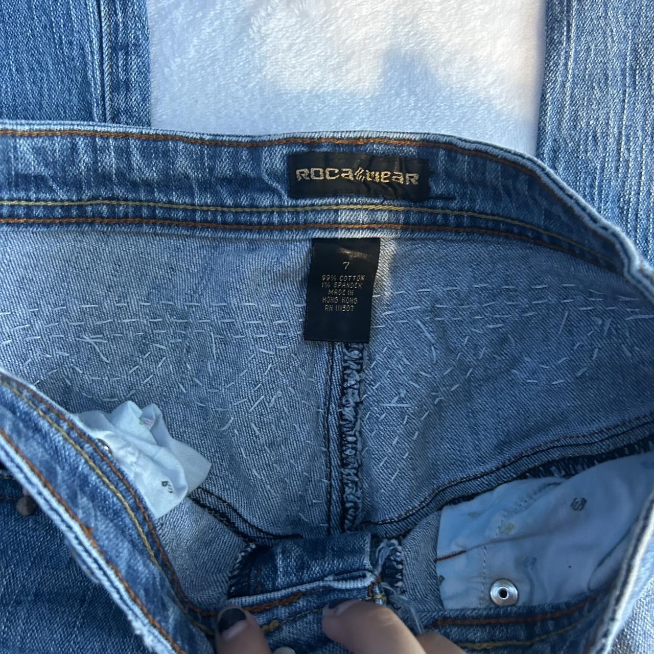 2000s insane rocawear beaded jeans in perfect... - Depop