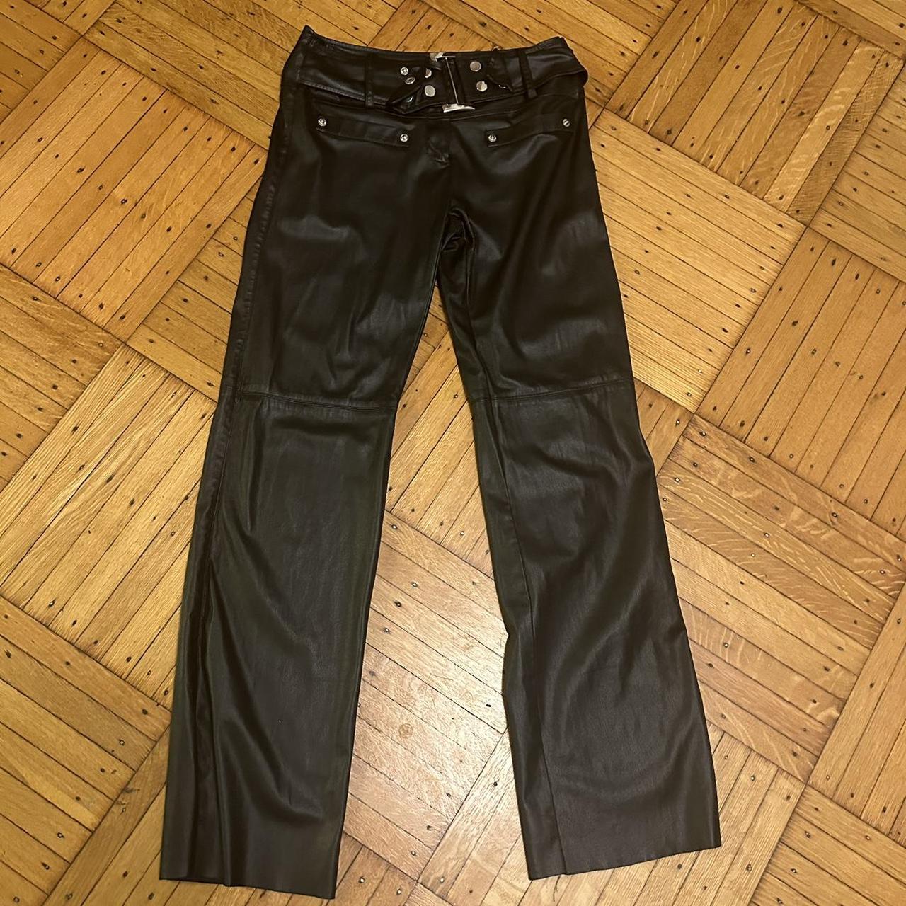 The Kript Women’s Faux Leather Pants with... - Depop