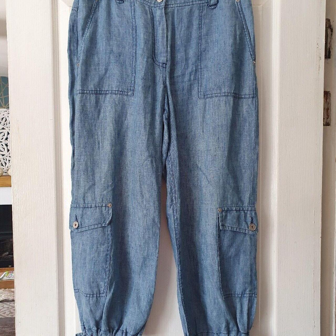 Olsen Linen Denim Look Trousers (14). In excellent... - Depop