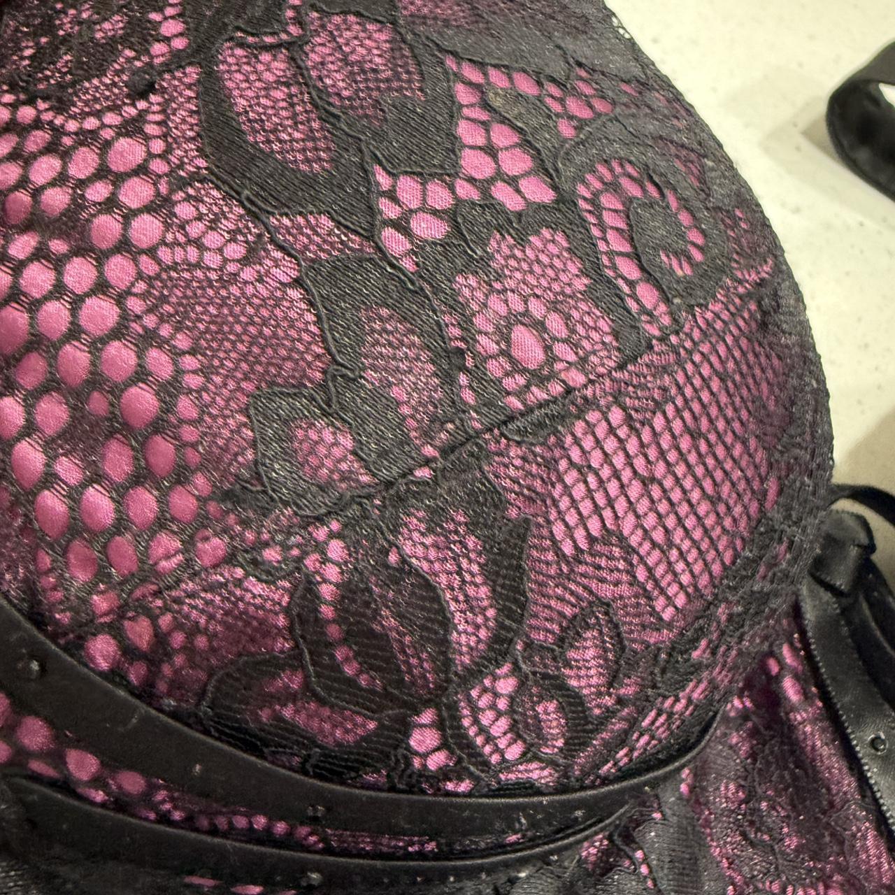 Super padded black and purple lace bra honey b 10C | Depop