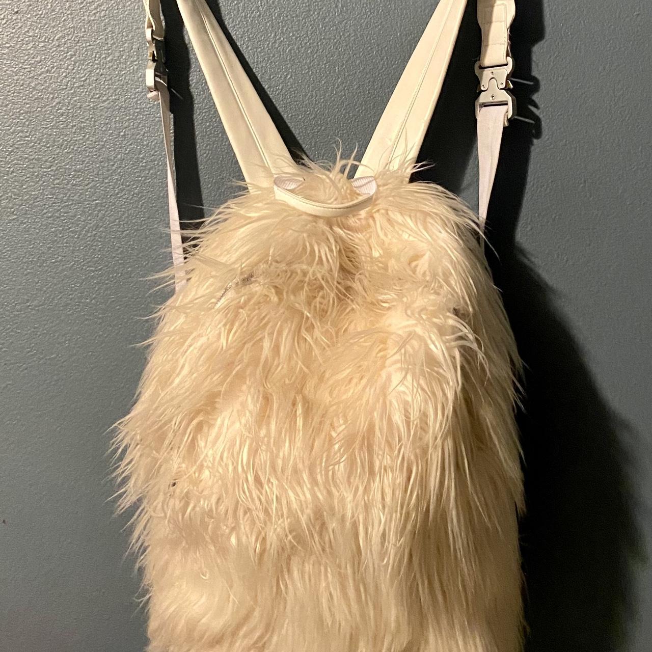 Large white fur rare designer esque backpack 2023... - Depop