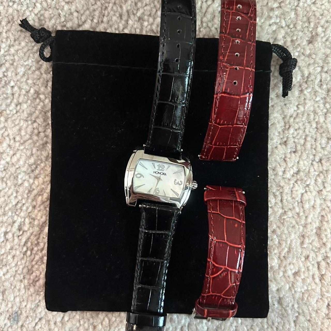 Honora silver watch with two genuine leather watch... | Depop