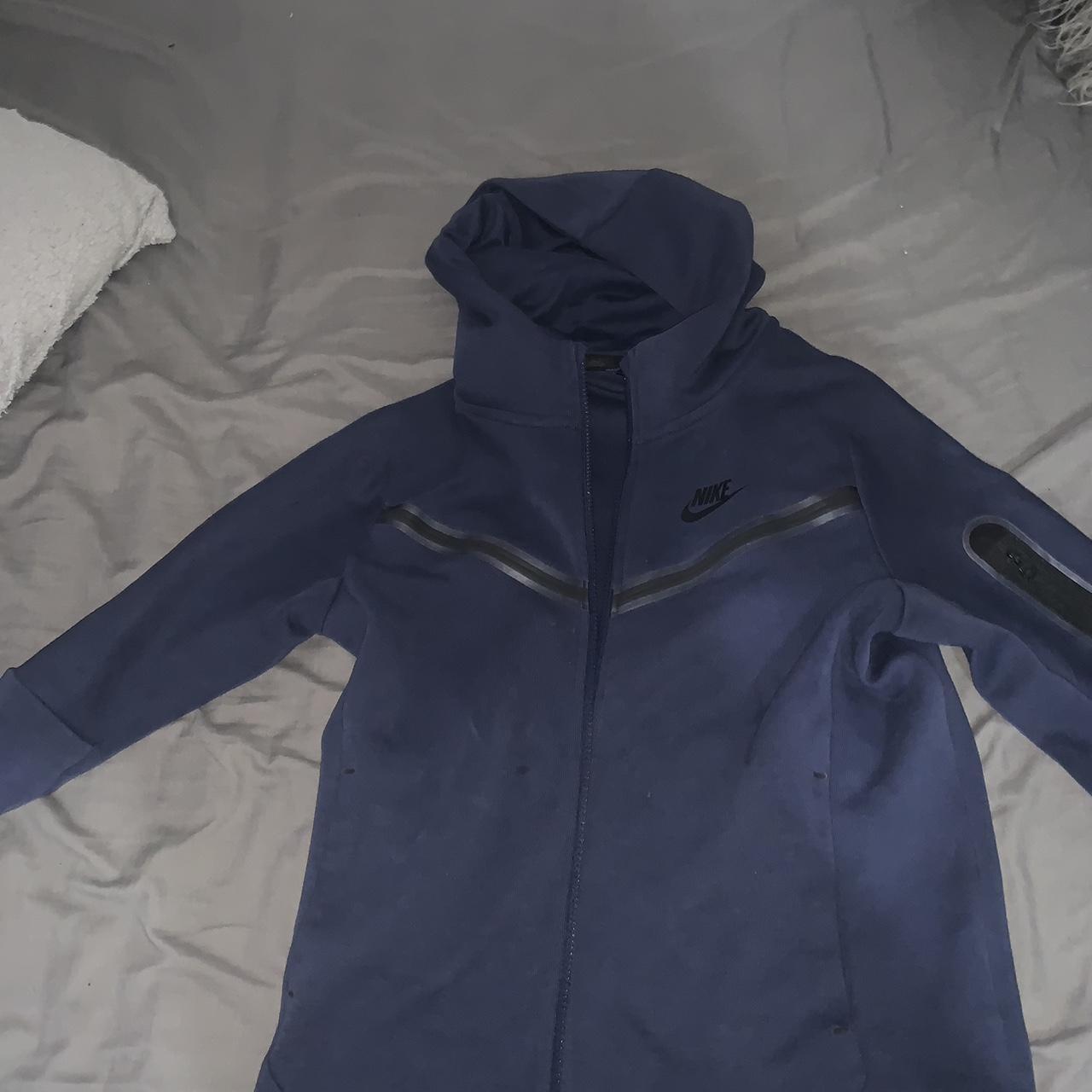 Boys small navy blue tech fleece jacket - Depop