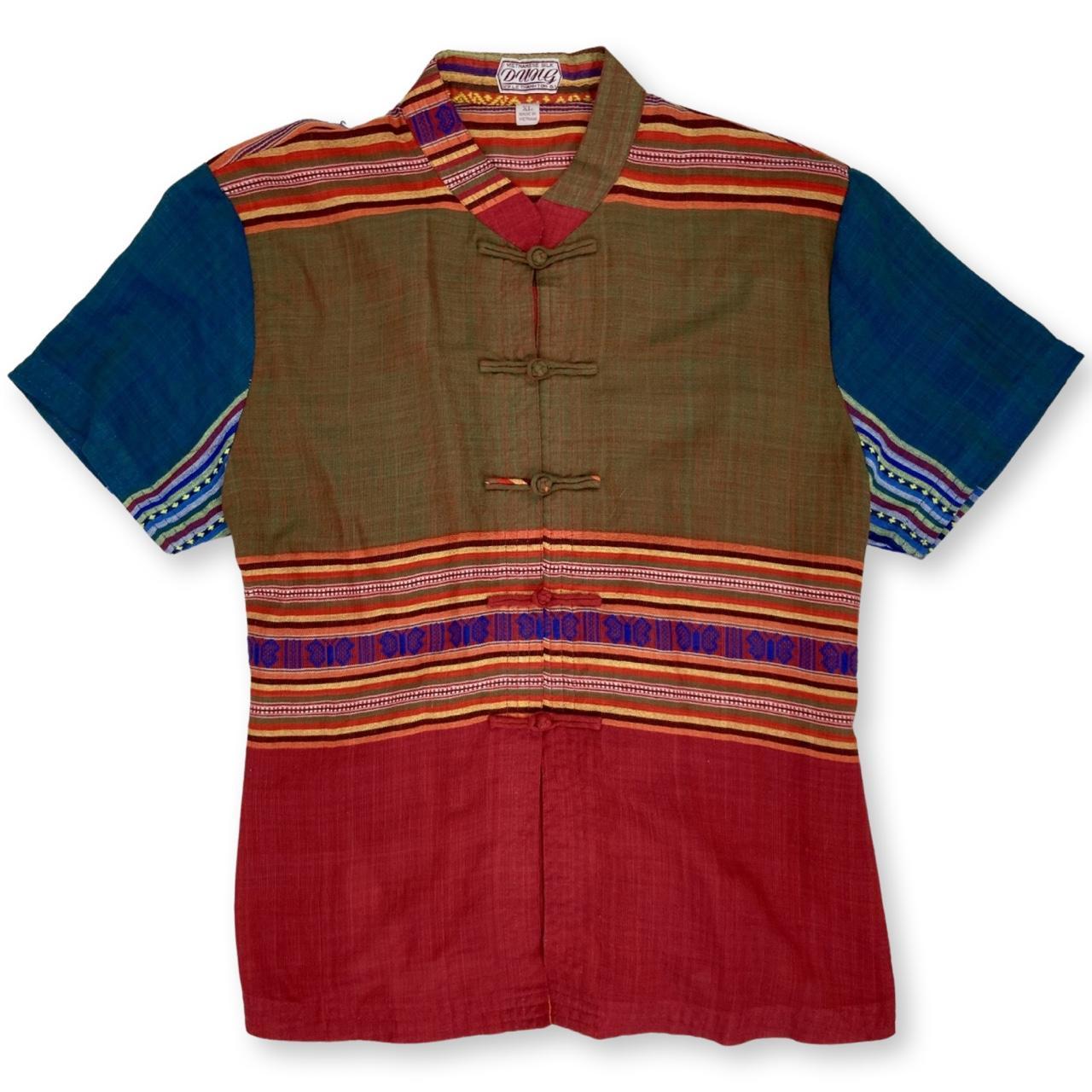 Vintage 60s or 70s Vietnamese silk toggle shirt.... - Depop