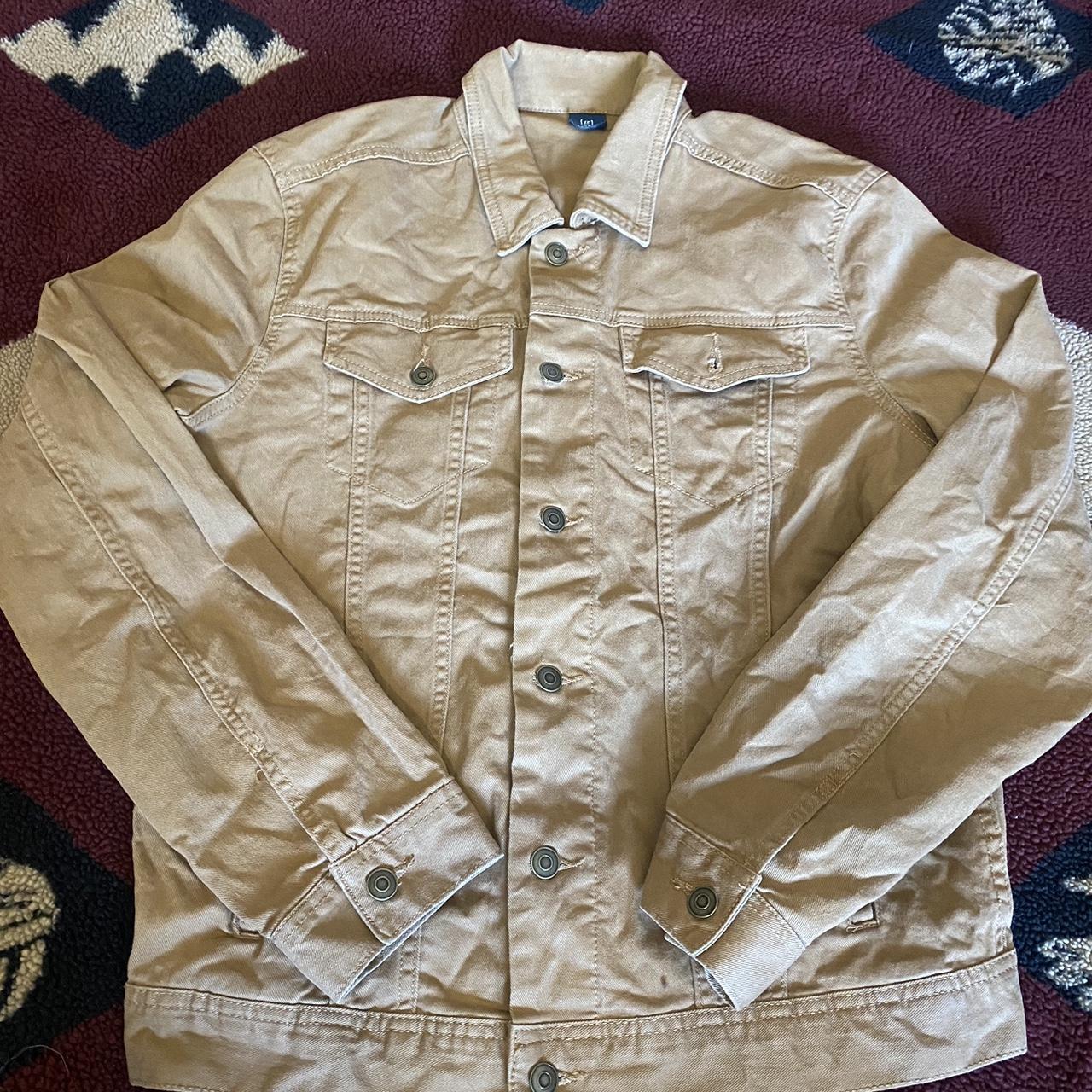 Tan denim jacket #jacket #modern - Depop